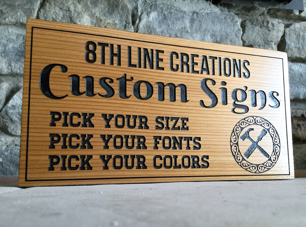 Custom CNC Carved Wooden Signs – 8th Line Creations