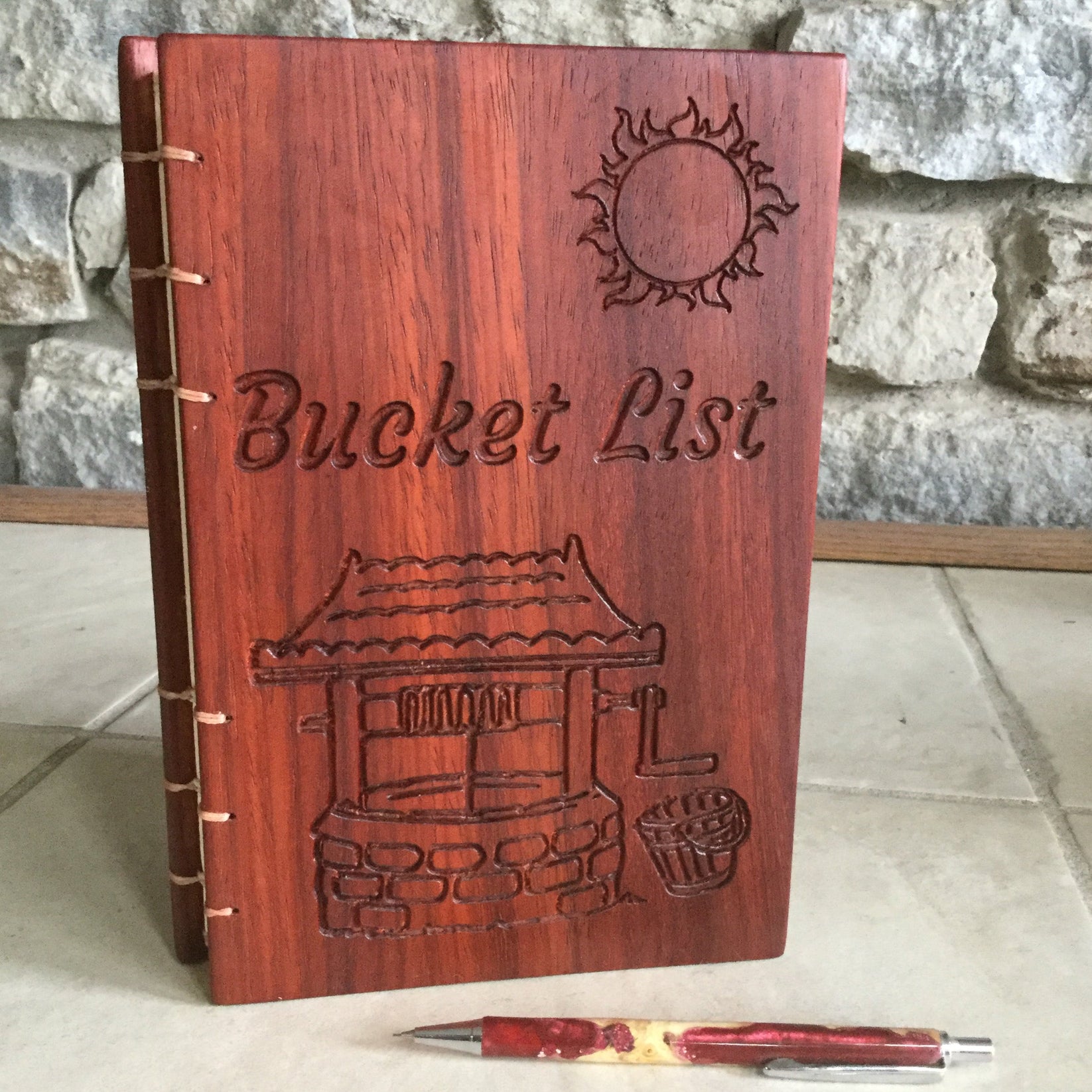 Personalized engraved journal, bucket list, Notebooks, Diary, Paduak ...
